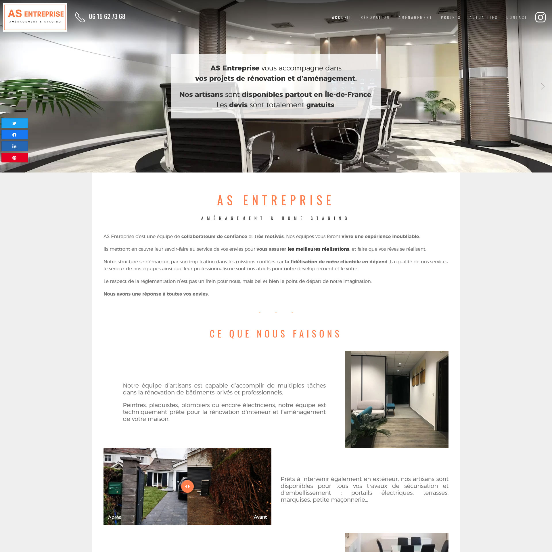Création du site internet de AS-Entreprise - Abonnement au Pack visibilité